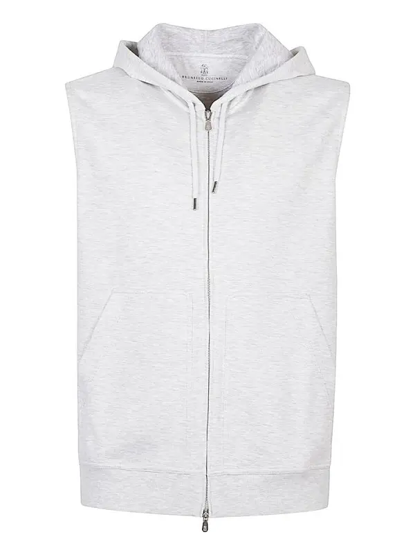 Brunello Cucinelli Cotton Blend Sleeveless Hoodie - Grey