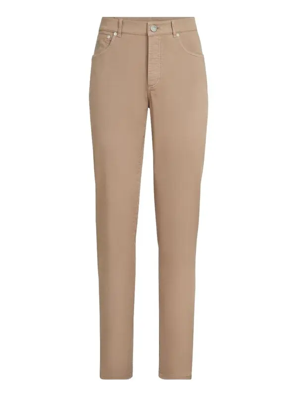 Brunello Cucinelli Cotton Slim Trousers - Beige