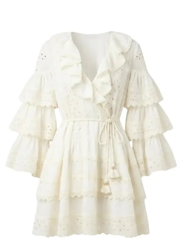SCARLETT POPPIES Soledad Ruffled Dress - White