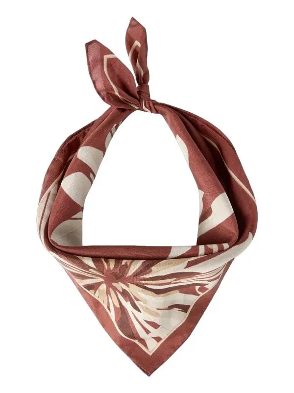 Brunello Cucinelli Printed Silk Foulard - Red