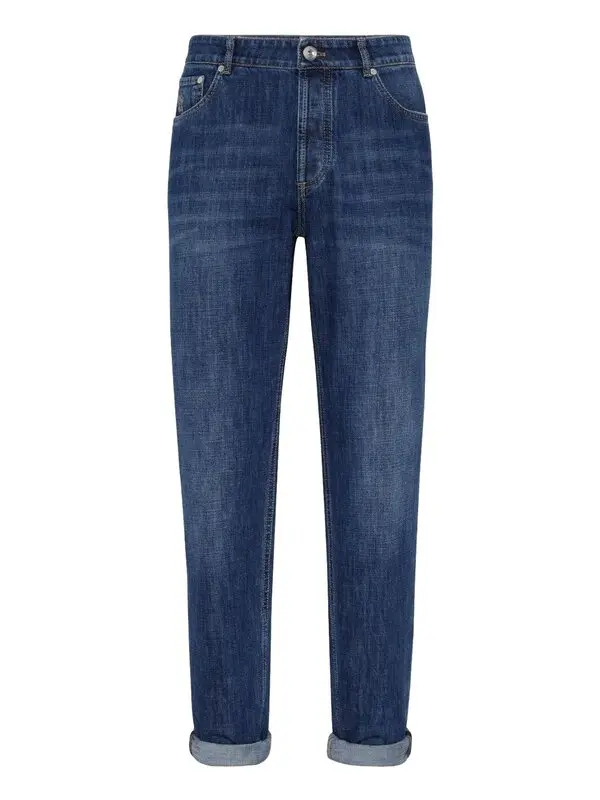 Brunello Cucinelli Light Denim Straight Leg Jeans - Blue