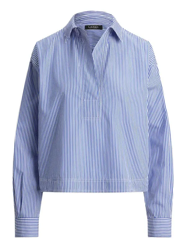 Polo Ralph Lauren Striped Cropped Shirt - Blue