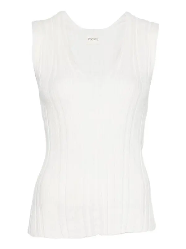 Closed Linen And Cotton V-necked Top - White