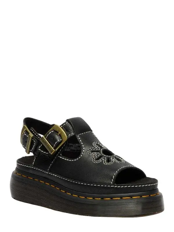 Dr. Martens Dunnet Flower Leather Sandals - Black