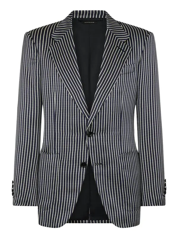 TOM FORD Silk Stripe Single-breasted Blazer - Black