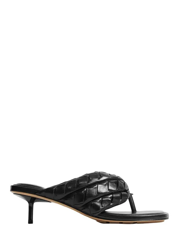 Bottega Veneta Leather Salsa Kitten Heel Sandals - Black