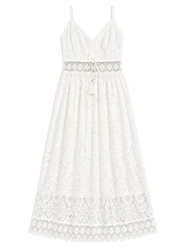 YUMI Lace Midi Sundress - White