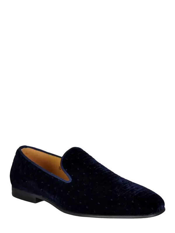 DAVID WEJ Alberto Velvet Pattern Loafers - Blue