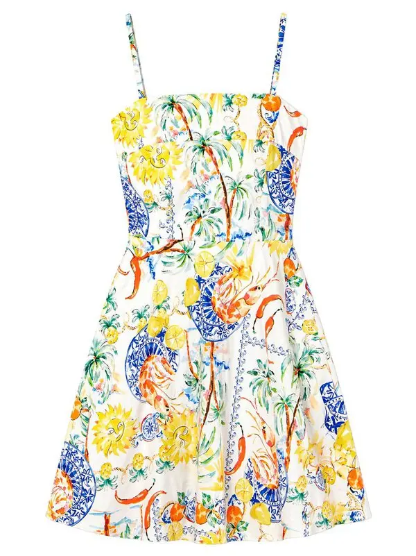 YUMI Printed Cotton Mini Dress - White