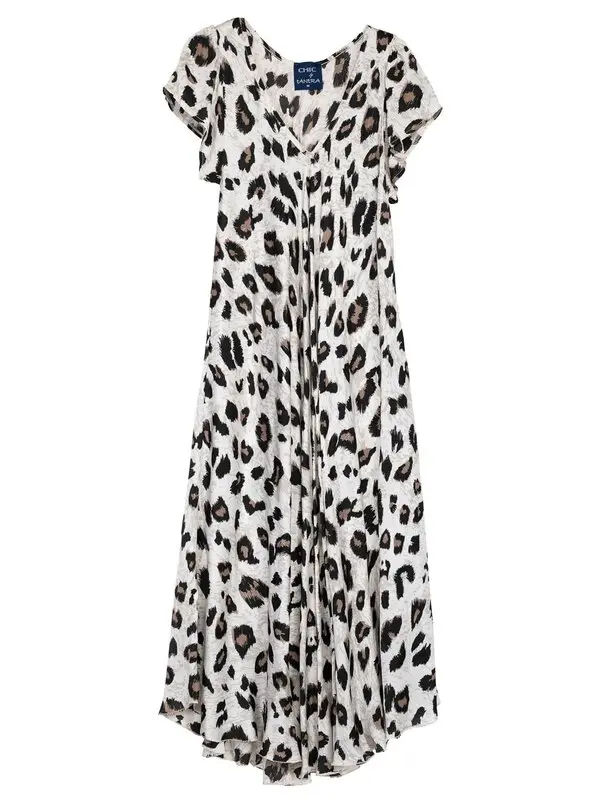 TANTRA SPAIN SL Long Silk Dress With Animal Print - Yellow