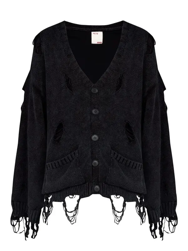 PCFG Ripped Knit Cardigan - Black
