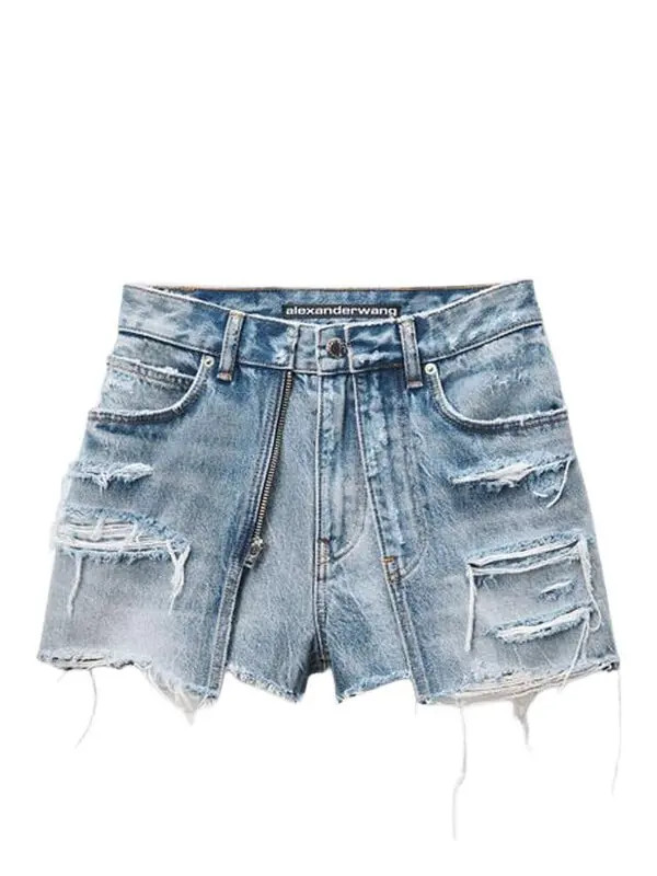Alexander Wang Distressed Double Layer Skort - Blue