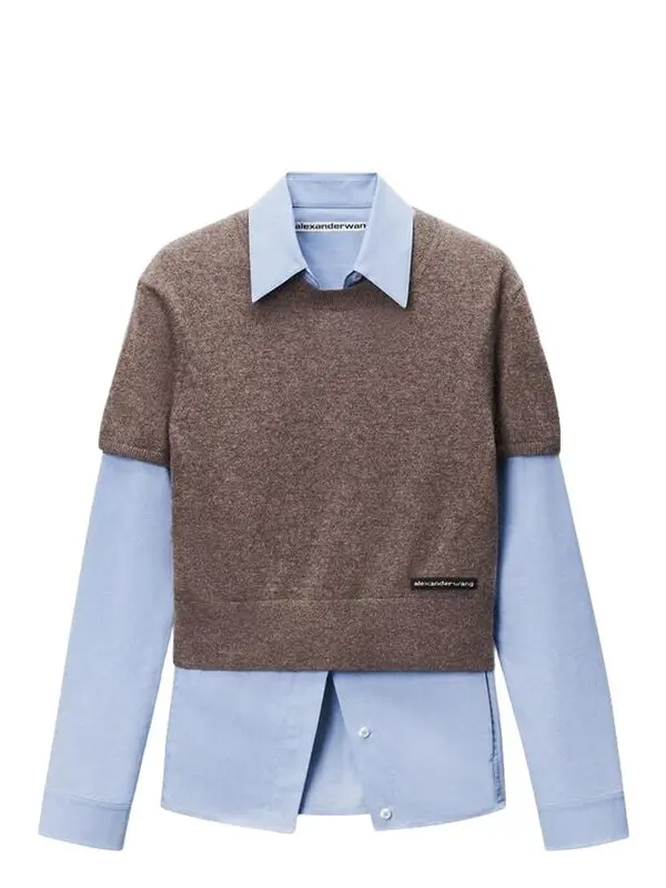 Alexander Wang Pre-styled Knit Vest And Shirt - Brown