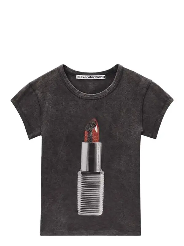 Alexander Wang Baby Tee With Lipstick Graphic - Black