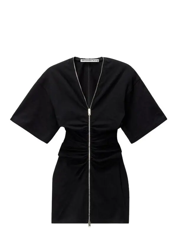 Alexander Wang Gathered T-shirt Mini Dress - Black