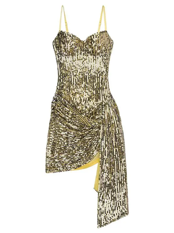 AREA Wrapped Sequin Mini Dress - Multi