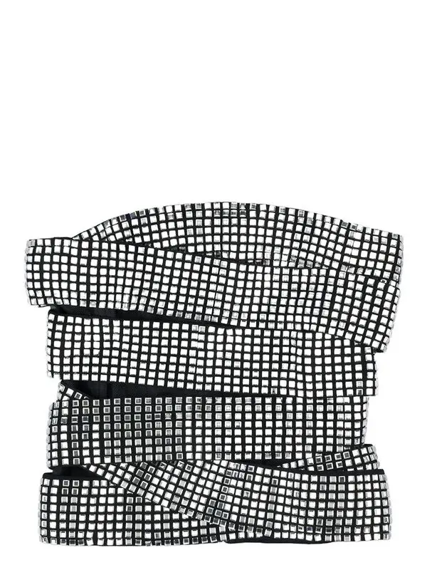 AREA Crystal Embellished Bustier Top - Silver