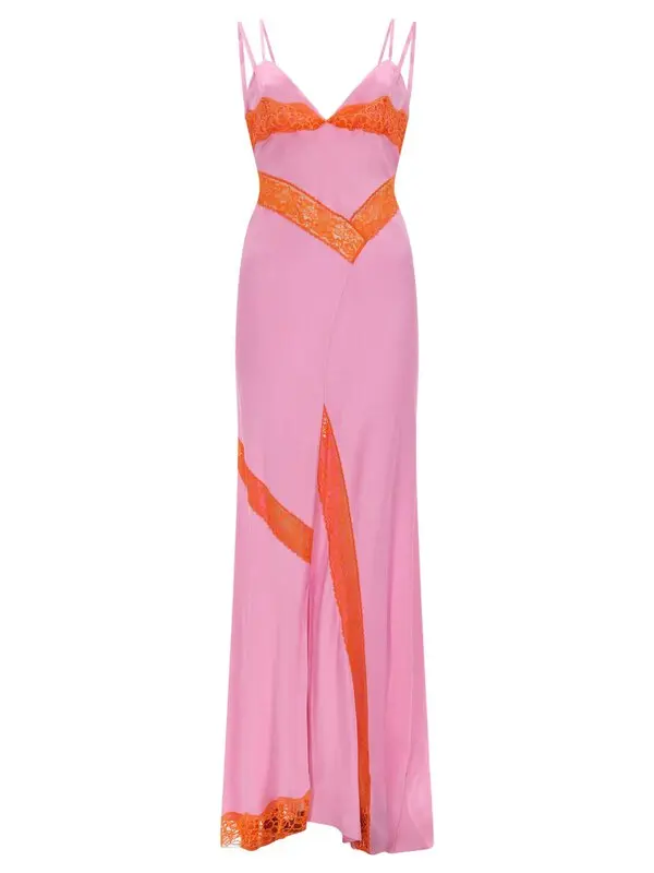 MSGM Lace Trimmed Maxi Dress - Pink
