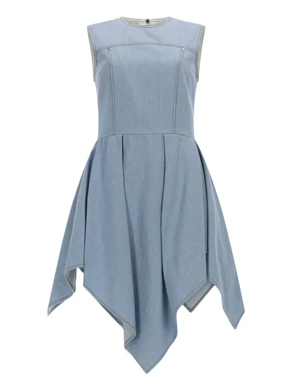 MSGM Denim Dress With Asymmetrical Skirt - Blue
