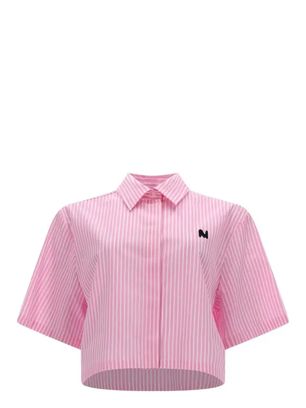 MSGM Logo Cropped Shirt - Pink