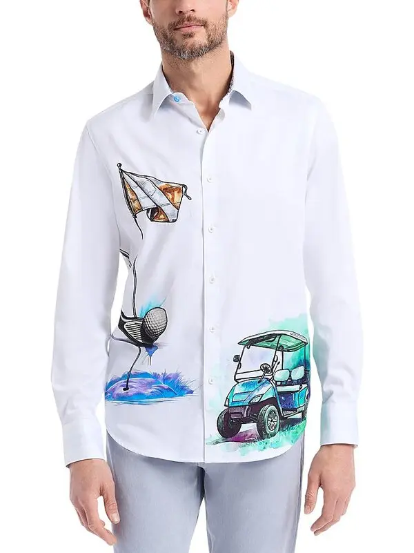 Robert Graham Genesis Golf Graphic Shirt - White