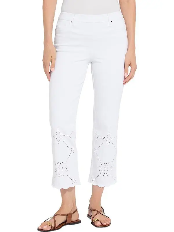Lyssé Billie High Rise Cropped Straight Jeans With Eyelet Detail - White