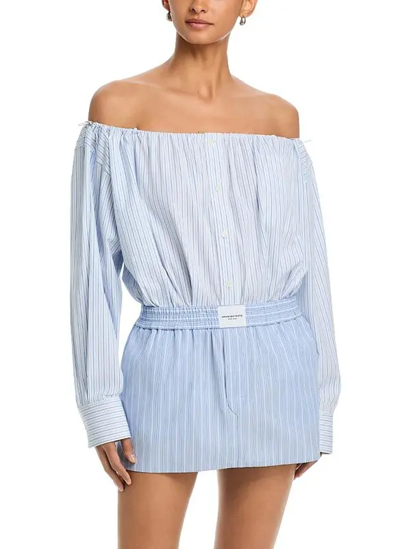 Alexander Wang Off-the-shoulder Mini Dress - Light Blue