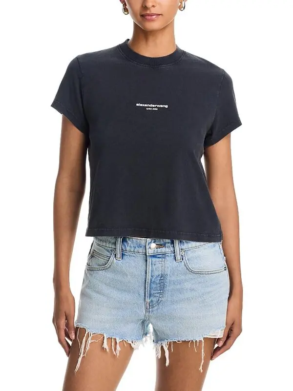 Alexander Wang Shrunken Short Sleeve Tee - Washed Black