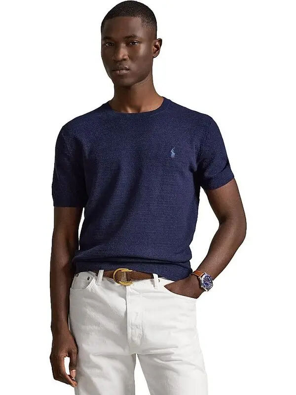 Polo Ralph Lauren Textured Knit Short Sleeve Sweater - Blue