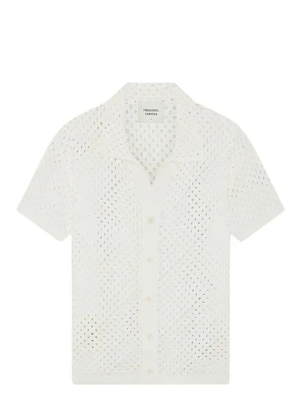 Frescobol Carioca Pinto Crochet Cardigan Shirt - Ivory