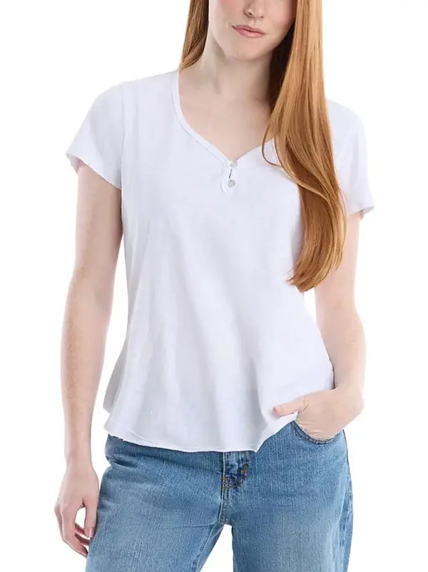 WILT CLOTHING Henley Short Sleeve Tee - White