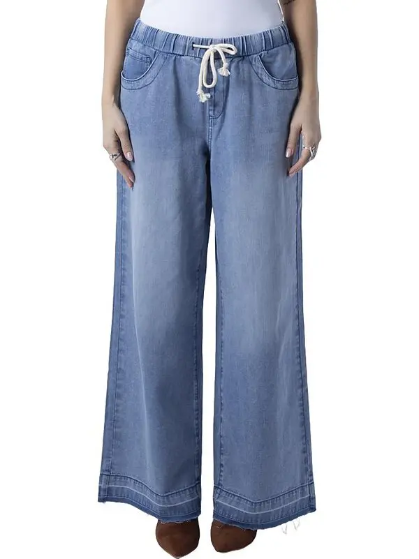 BLUE REVIVAL Liv Drawstring Wide Leg Jeans - San Marino