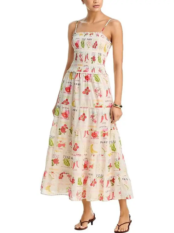 Aqua Smocked Maxi Dress - Seed Packet Smocked Maxi Dress