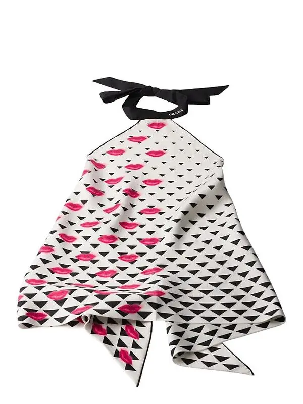 Prada Printed Silk Twill Top - Black