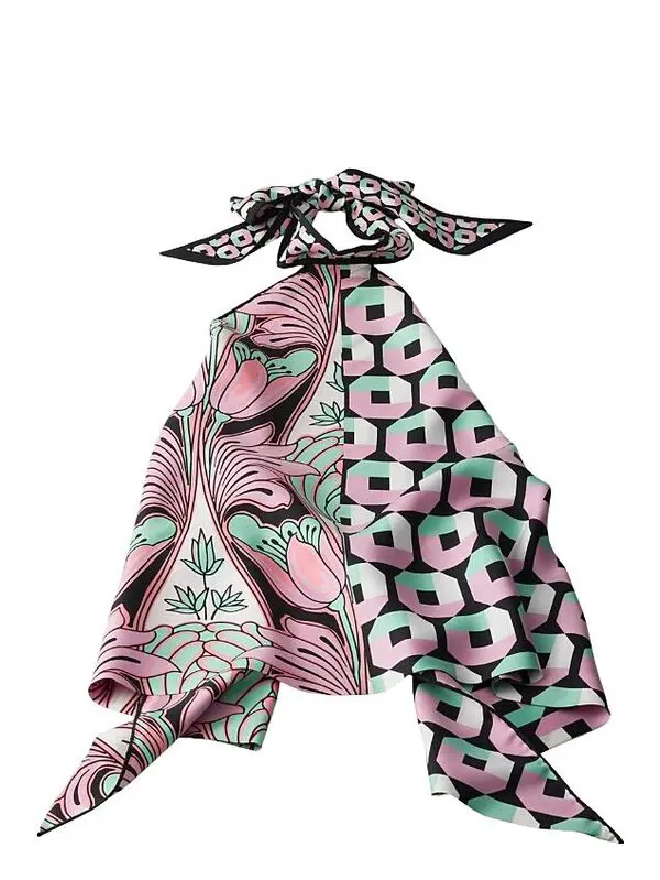 Prada Printed Silk Twill Top - Green