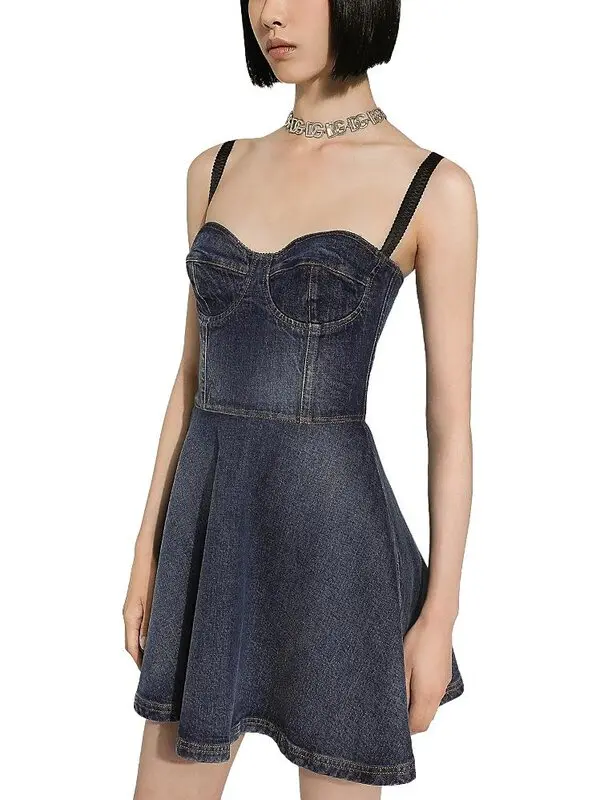 Dolce & Gabbana Denim Corset Mini Dress - Medium Blue