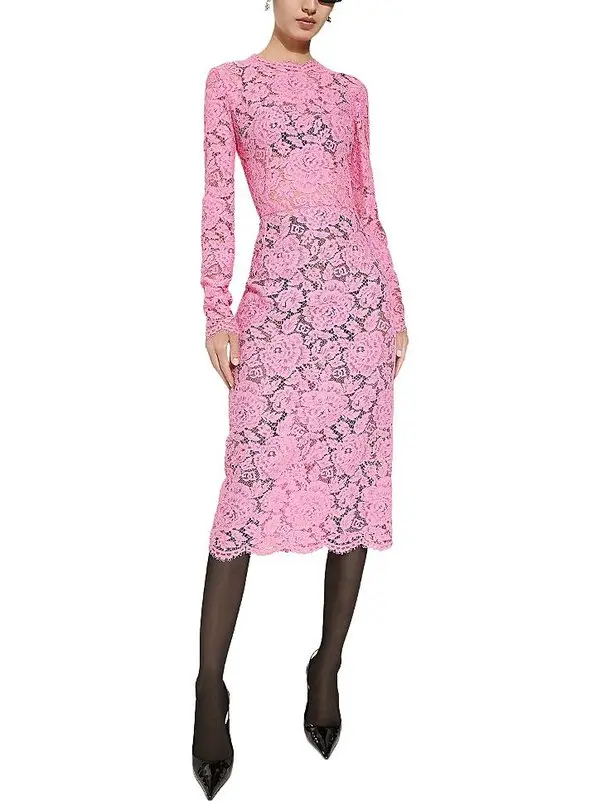 Dolce & Gabbana Cordonetto Lace Sheath Dress - Pink