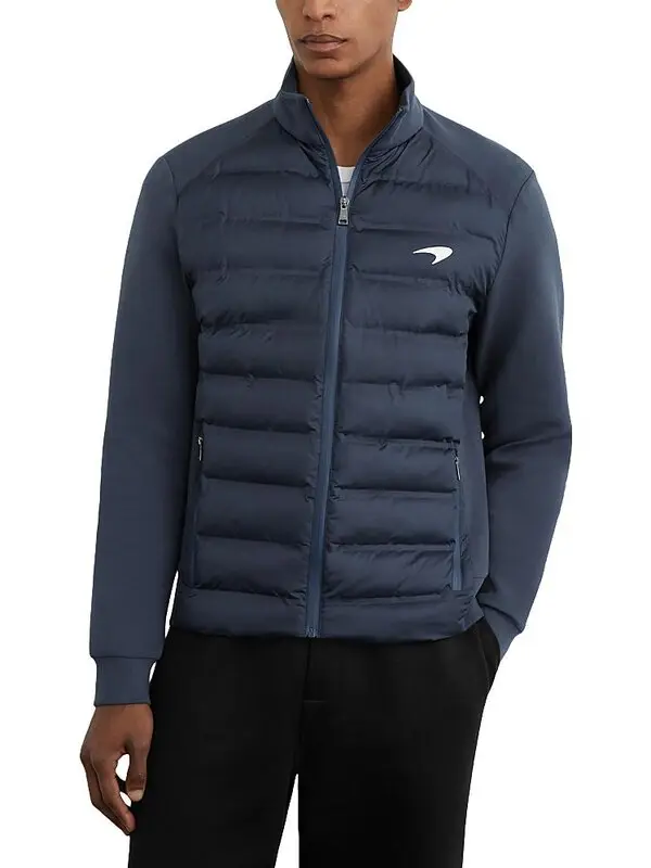 REISS Regular Fit Quilted Logo Jacket - Airforce Blue