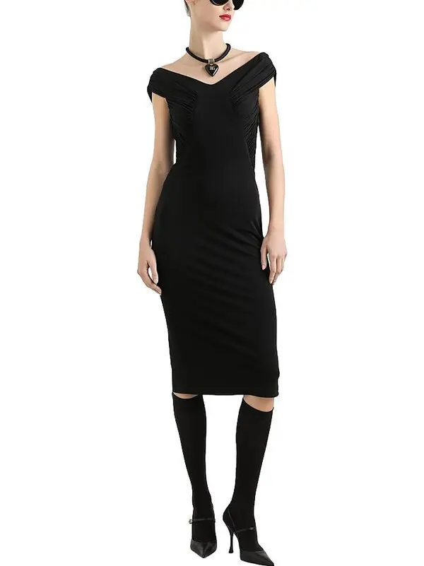 Dolce & Gabbana Crepe Organza Midi Dress - Black