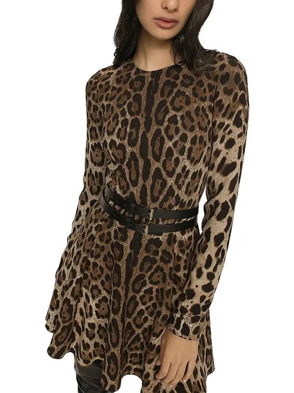 Dolce & Gabbana Cady Print Mini Dress - Leopard