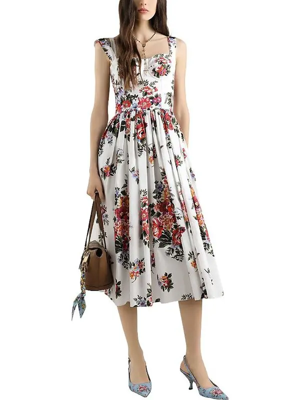 Dolce & Gabbana Flower Bouquet Print Dress - White Print