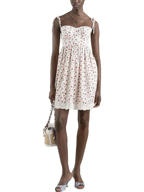 Dolce & Gabbana Rose Print Poplin Mini Dress - White Print