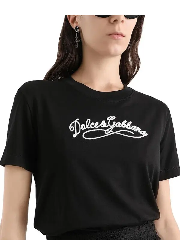 Dolce & Gabbana Embroidered Logo Jersey T-shirt - Black