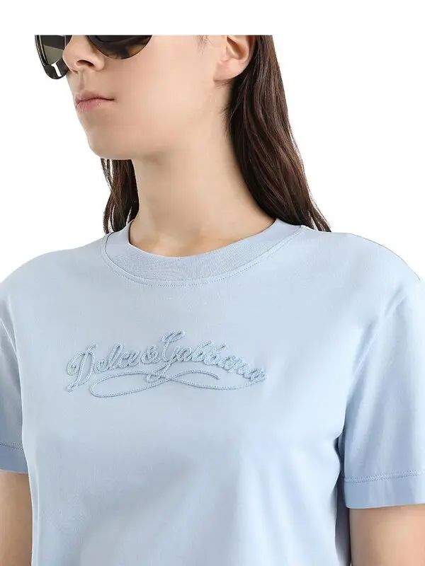 Dolce & Gabbana Embroidered Logo Jersey T-shirt - Light Blue