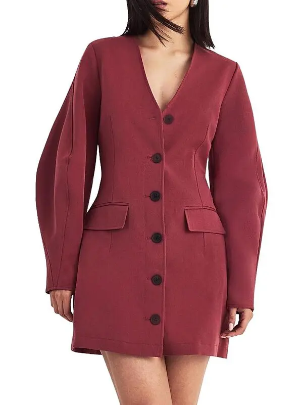Nasty Gal Button Through Mini Blazer Dress - Tobacco