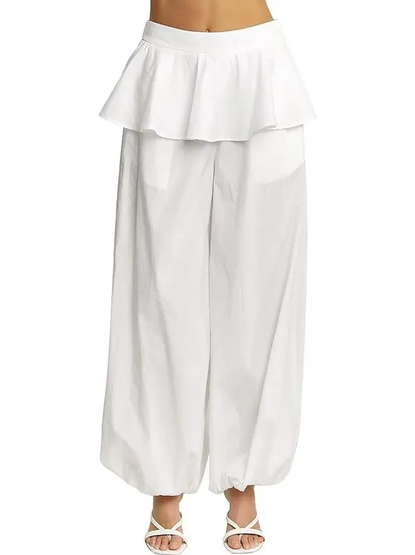 ELEVATOR DISCO Peplum Pants - White