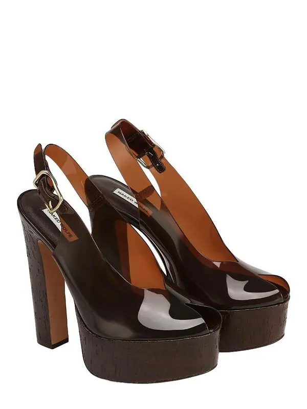 NAKED WOLFE Rare Clog Heel Pumps - Brown