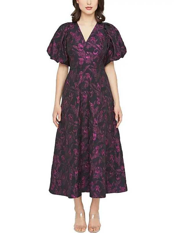 KAY UNGER Grace Tea Length Dress - Dk. Twilight/dk. Plum