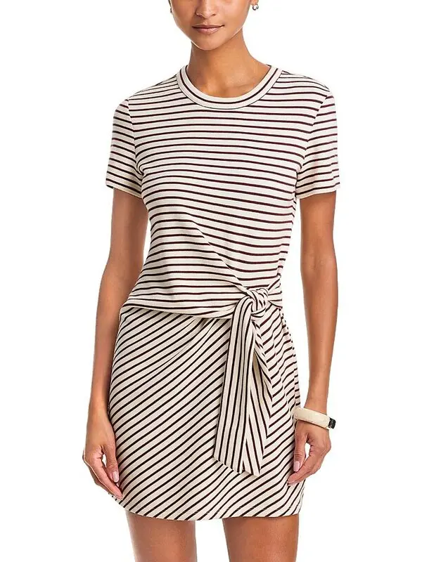 Veronica Beard Elvaris Striped Mini Dress - Dove/raisin