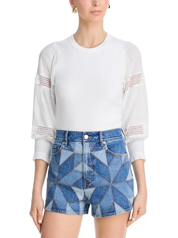 Veronica Beard Bellamie Mixed Media Top - White